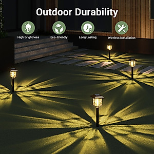 XMCOSY+ Solar Outdoor Lights Waterproof IP65, Solar-Powered Garden/Yard/Pathway Lights with 20LM Warm White 2-Tone Bronze-Wood Stainless Steel Design for Landscape Driveway Walkway Decorative