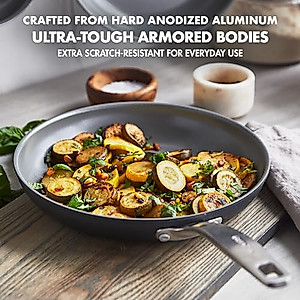 GreenPan Chatham Hard Anodized Healthy Ceramic Nonstick, 10" and 12" Frying Pan Skillet Set, PFAS-Free, Dishwasher Safe, Oven Safe, Gray