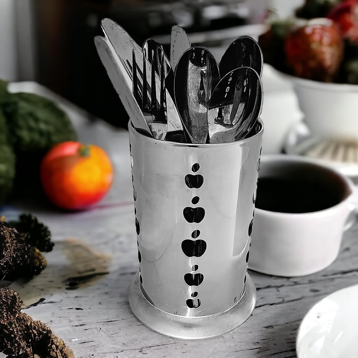 EAR FREE Utensil Holder - Kitchen Space Saver | Organizer for Utensils - 6.49 x 3.93 Inch - stainless steel Silver Holder