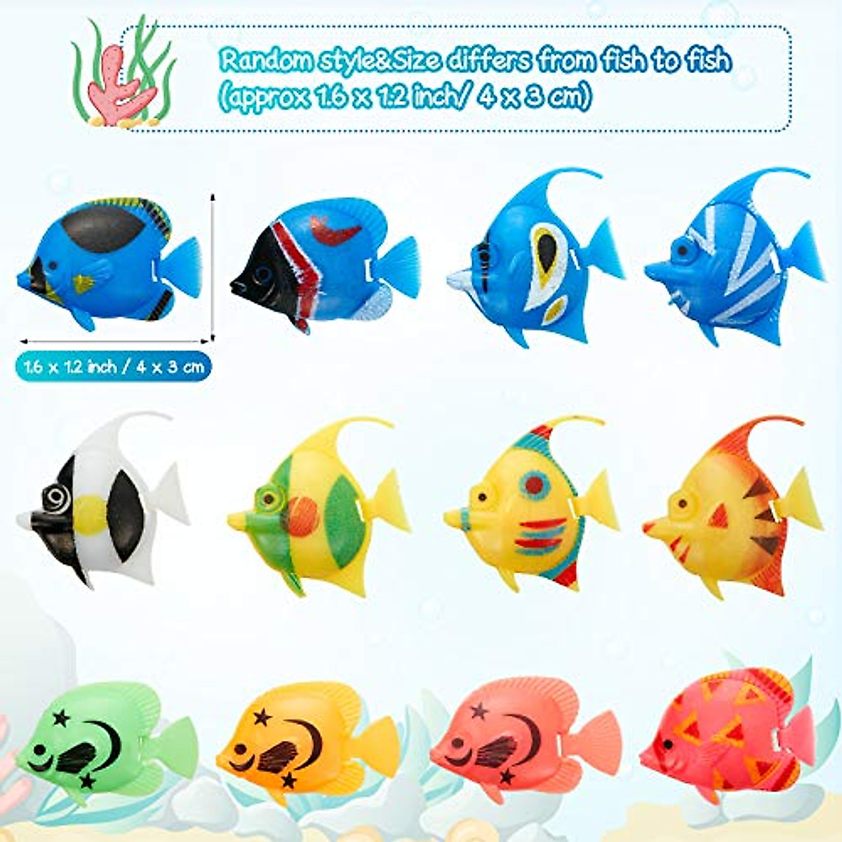 Weewooday 20 Pieces Artificial Moving Fishes Plastic Floating Fishes Lifelike Fish Ornament Aquarium Decorations for Fish Tank (Random Style)