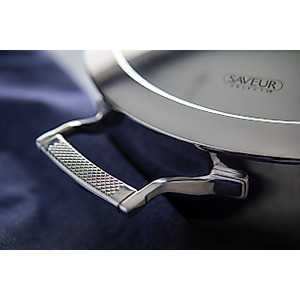 SAVEUR SELECTS Tri-ply Stainless Steel 12-Inch Everyday Pan with Lid, Induction-ready, Dishwasher Safe, Voyage Series