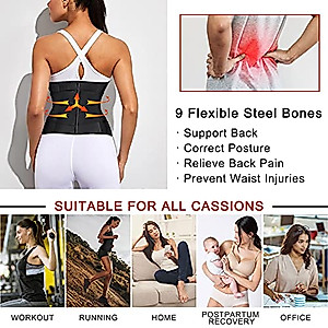 CYDREAM Women Latex Waist Trainer Belt Waist Cincher Trimmer Sport Girdle Corset Tummy Control Body Shaper Slim Belly Band (XX-Large, Black)