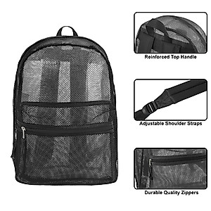 Transparent Mesh Backpacks for School Kids, Beach, Travel - Mesh See Through Backpack with Padded Straps