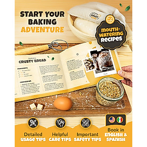 CRUSTLOVE Dutch Oven Bread Baking - 5QT Enamel Bread Dome - incl Sourdough Bread Baking Suppliers like Dough Whisk Scoring Lame etc. Dutch Oven for Sourdough Bread Baking Cast Iron Bread Pan with Lid