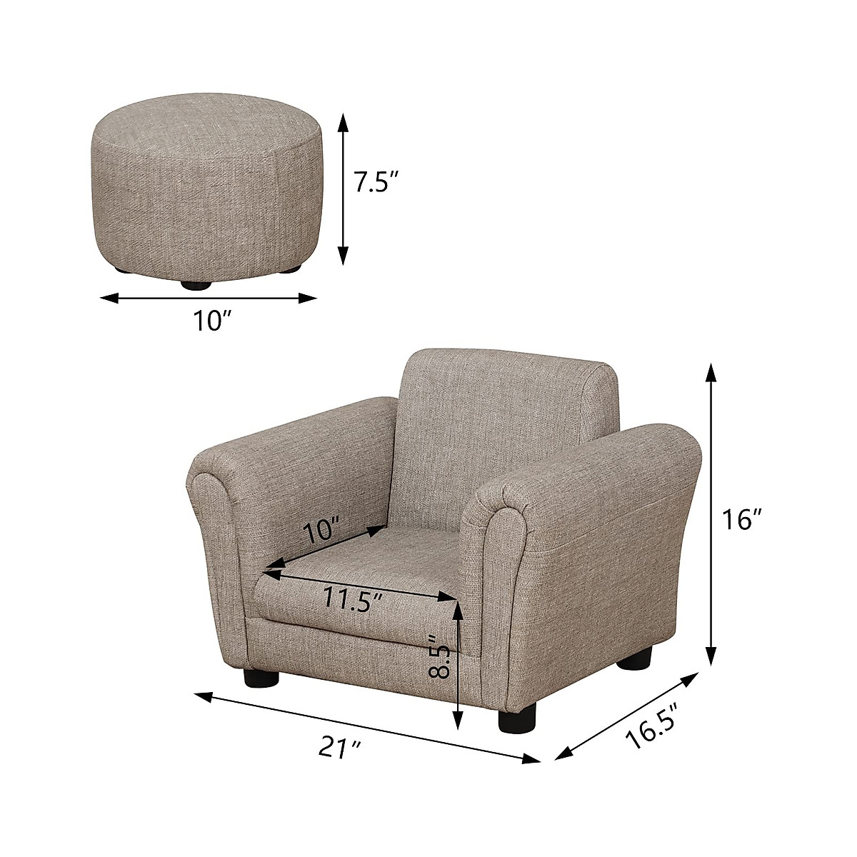 Getifun Kids Sofa Chair with Ottoman/PVC Leather Toddler Couch with Plastic Legs/Upholstered Children Armchair for Kids Under 4 Years Old/Single Seat with Stool (Double)