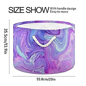 ALAZA Marble Purple Tie Dye Storage Box Toy Basket Laundry Storage Organizer Bins with Handles Large Baskets for Living Room Nursery Decor
