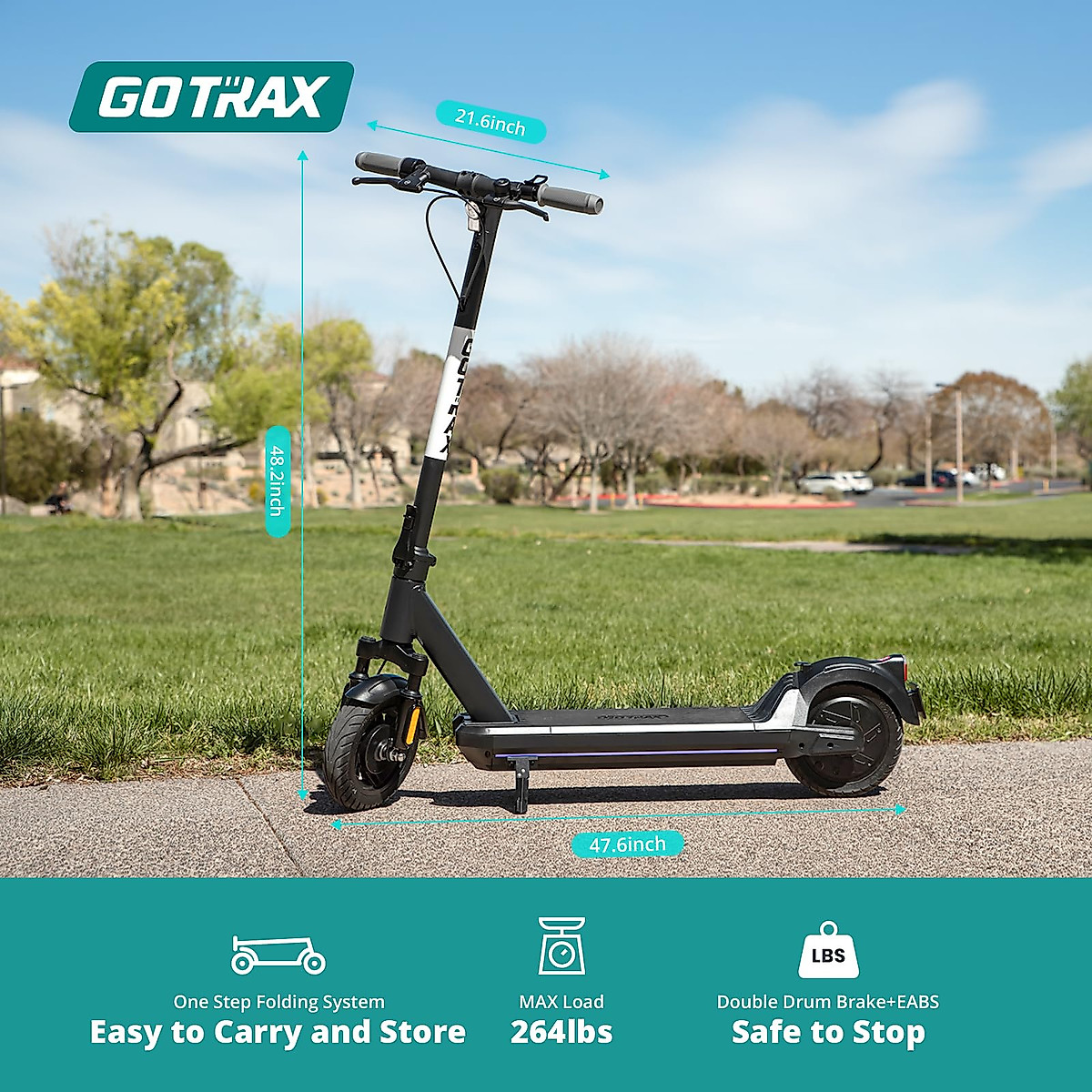 Gotrax G MAX Electric Scooter, Max 42 Mile, 10" Pneumatic Tire, 20Mph by 500W Motor, Double Anti-Theft Lock, Bright Headlight and Taillight, with Cruise Control, Foldable Electric Scooter for Adult