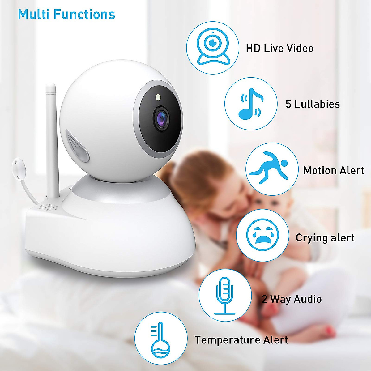 Baby Monitor, 5.5" Screen Video 1080P HD Baby Monitor, Baby Camera Monitor System with Infrared Night Vision, Two-Way Audio, Motion Tracking, Sound Detection, Temperature Alarm