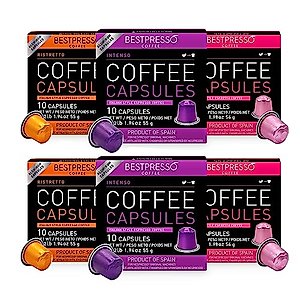 Bestpresso Coffee For Nespresso Original Machine 120 Aluminum Pods Certified Genuine Espresso Variety Pack Pods Compatible with Nespresso Original (Intense Variety Pack)