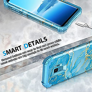 Casetego for Galaxy S9 Case,Heavy Duty Shockproof 3 Layer Hard PC+Soft Silicone Bumper Rugged Anti-Slip Protective Cases for Samsung Galaxy S9,Blue Marble