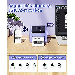 Bluetooth Shipping Label Printer 4X6 - Wireless Thermal Label Printer for Shipping Packages & Small Business - Thermal Shipping Label Printer Support with Phone, Compatible with Etsy , Shopify, UPS