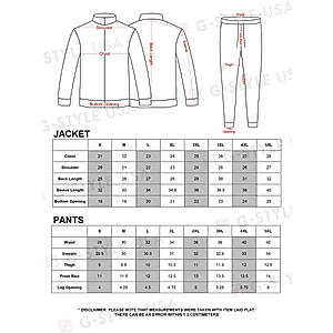 G-Style USA Men's Velvet Velour Tracksuit Set - Zipper Jacket and Sweatpants ST851 - Black - Large