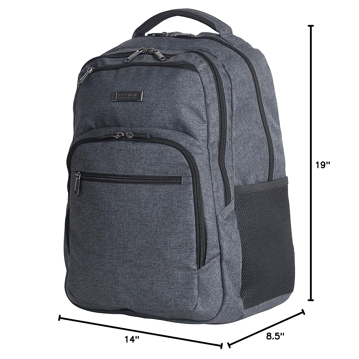 Kenneth Cole REACTION Travelier Multi-Pocket Laptop & Tablet Business, School, & Travel Backpack Bag, Charcoal, One Size