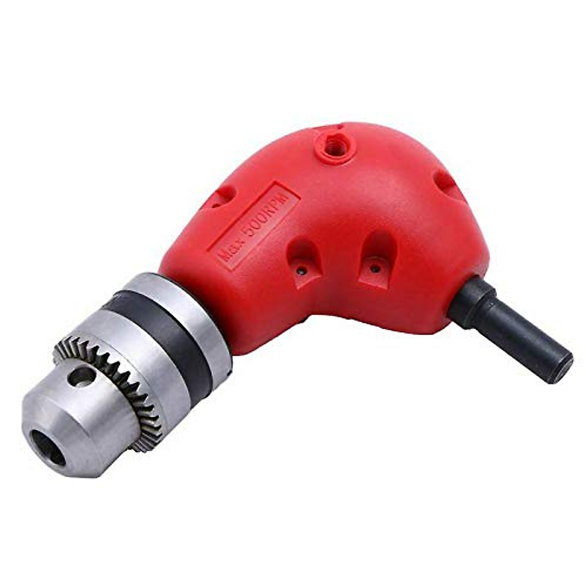 Maizoon Right Angle Drill Attachment 0.8-10mm 90 Degree Round Shank Right Angle Bend Extension Accessory Corner Three Jaw Chuck Narrow Space Repair Tool With 9.5mm 3/8" Shank, DZ04B