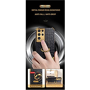 Alligator Pattern Back Ring Holder Phone case car Magnetic Four Corner Shockproof for Samsung Galaxy A71 A72 A82 A21S A02S A12 A52 A51 A32 A42 A50S A22 5G 4G Soft Back Cover(White,Samsung A71 4G)