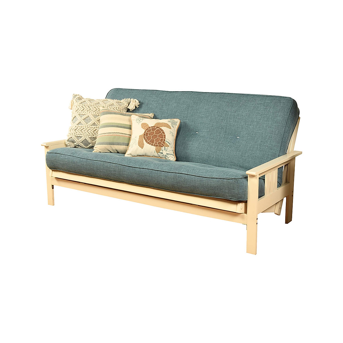 Kodiak Furniture Monterey Frame with Linen Fabric Mattress in Antique White/Blue