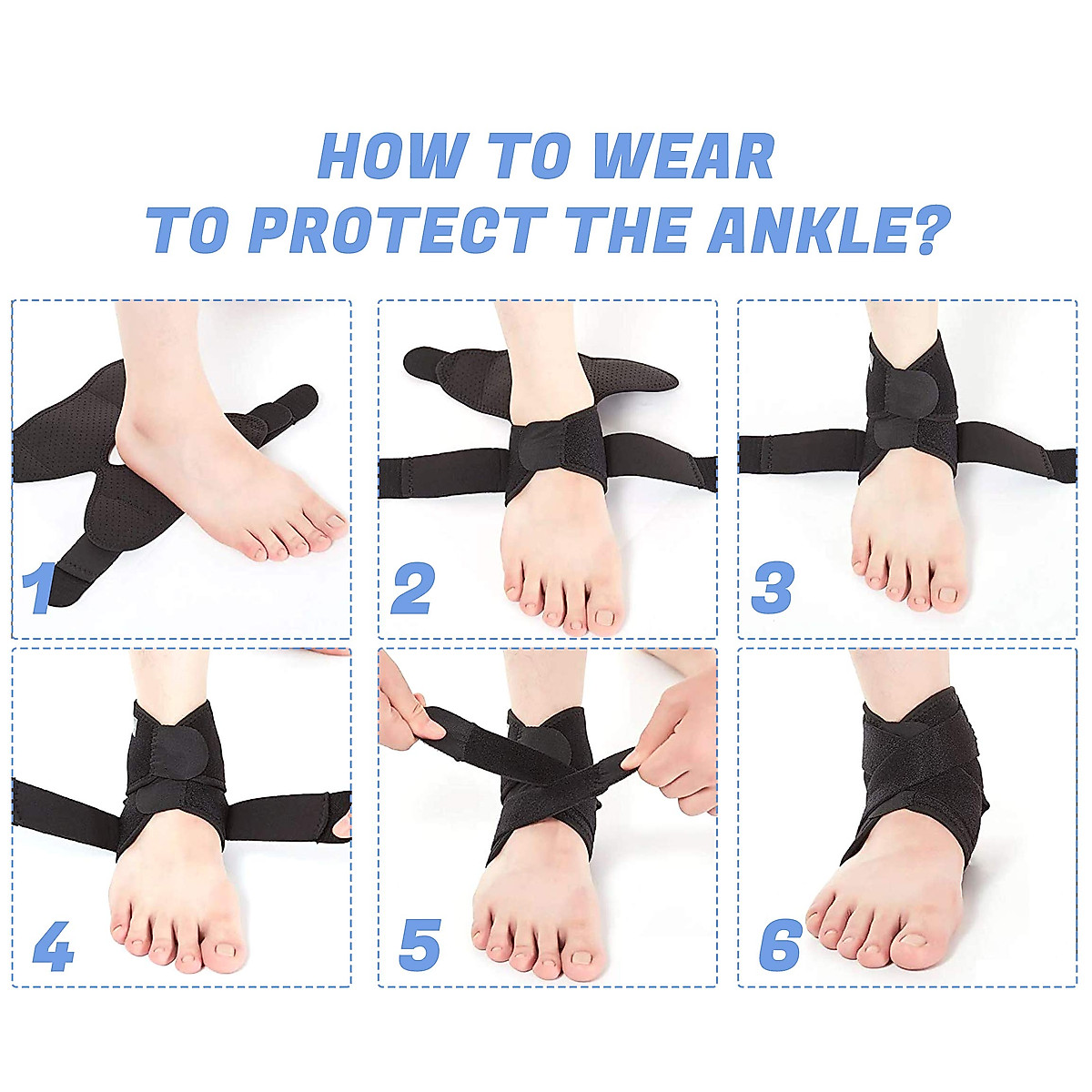 Dr.Welland Ankle Brace(Pair), Ankle Support for Sprains, Plantar Fasciitis,Tendonitis, Active Ankle Stability, Prevent Re-Injury, Compression Ankle Stabilizer Adjustable Wrap, Athletic Protection