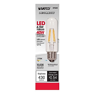 Satco S9580 Medium Bulb in Light Finish, 5.00 inches, 1 Count (Pack of 1), Specialty T10-Shape