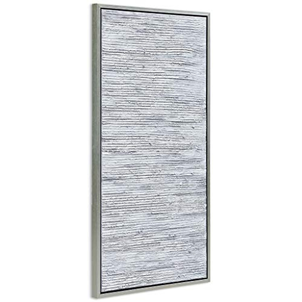 Empire Art Direct Abstract Wall Art Textured Hand Painted Canvas by Martin Edwards, Champagne Frame, 24" x 48", Silver Frequency
