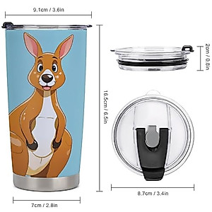 LHDGSJE Funny Cartoon Kangaroo Zoo 20 Oz Tumbler Stainless Steel Coffee Mug Reusable Travel Mug Leak-proof Large Capacity Car Cup Insulated Tumbler Fits in Car Cup Holder