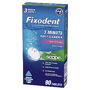 Fixodent 3 Minute Daily Cleanser Tablets Plus Scope, 90 count (Pack of 3)