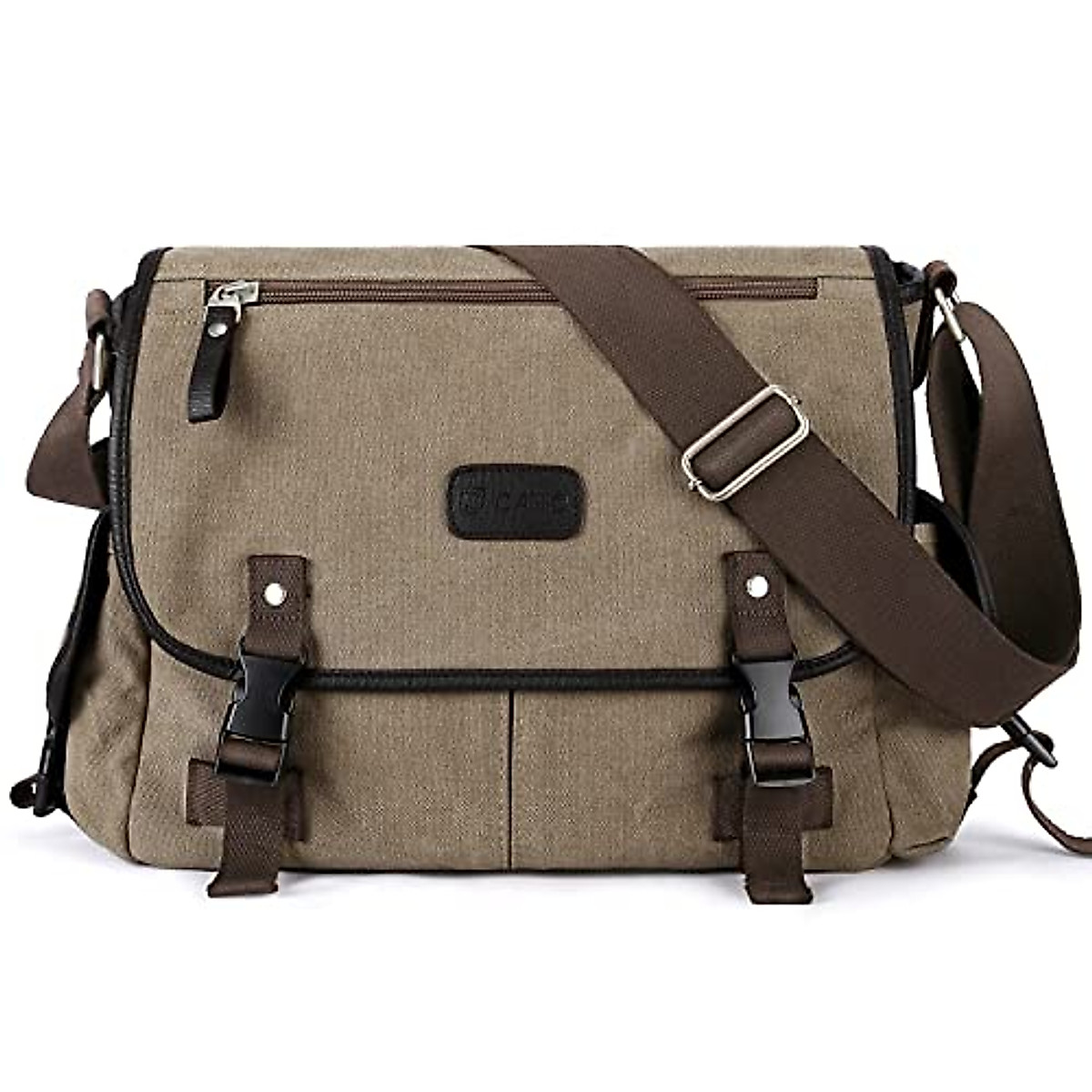 Messenger Bag for Men,crossbody bags aesthetic,Unisex Classic Military Canvas Shoulder Bag, Multi-poc,Brown