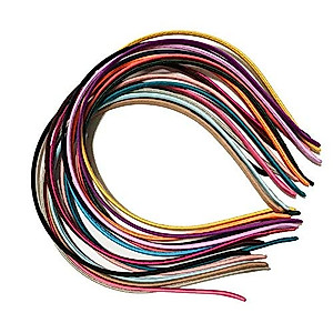 Carykon 20 PCS Women DIY Satin Fabric Covered Ribbon Headbands 5mm Width, Mixed Color.