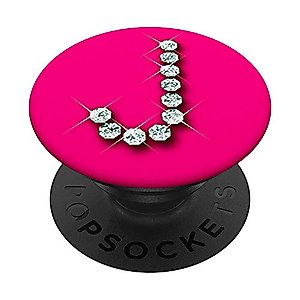 Pink Monogram Pop Socket - Letter J Pop Socket - J PopSockets PopGrip: Swappable Grip for Phones & Tablets