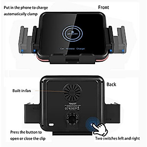 DEMCERT Support Portrait Unfold Charging for Z Fold 3 Car Mount, Wireless Car Charger Compatible for Samsung Galaxy Z Fold 3 Z Fold 4 Auto Clamping Fast Charging Holder with Cooling Fan