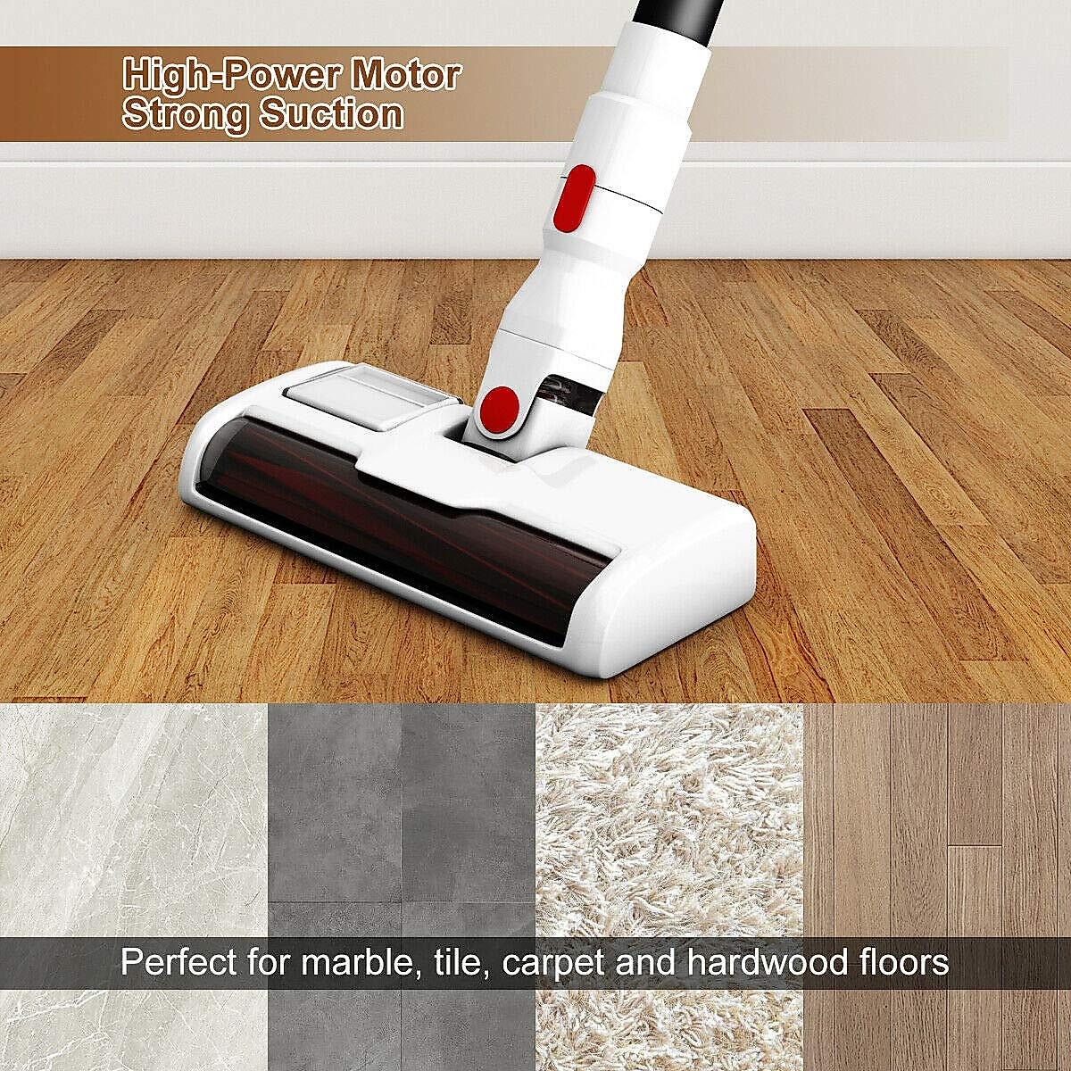 COSTWAY 2 in 1 Cordless Lightweight Vacuum Cleaner, Stick Rechargeable Vacuum with Strong Suction, Bagless Handheld Vacuum Wall-Mountable for Home and Car, White