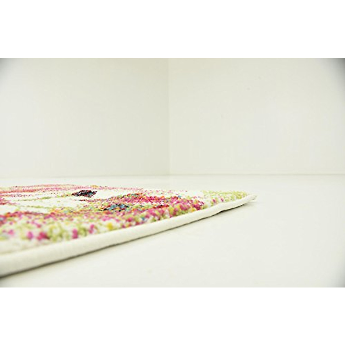 Unique Loom Lyon Collection Modern Watercolor Floral Area Rug, 2 x 6 ft, Ivory/Pink