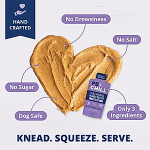 Under the Weather Pet PB & CHILL Dog Peanut Butter Dog Treats | Vet-Formulated 100% Natural and Tasty Calming Treats for Dogs | Promotes Calmness and Relieves Anxiety for Dogs | 1 Oz - Pack of 6