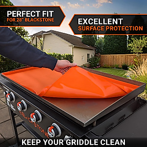 28" Premium Silicone Griddle Mat for Blackstone 28 Inch Griddle Accessories - Heavy Duty Food Grade Silicone Grill Cover - True Protection From Dirt & Rust All Year Round [2025 Upgrade]