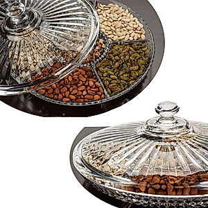 Modern Fruit basket with lid, Decoration Crystal glass Household dried fruit tray, Snack Salad tray, Candy box, Dried fruit Plate Display Stand -32 * 14 * 4cm