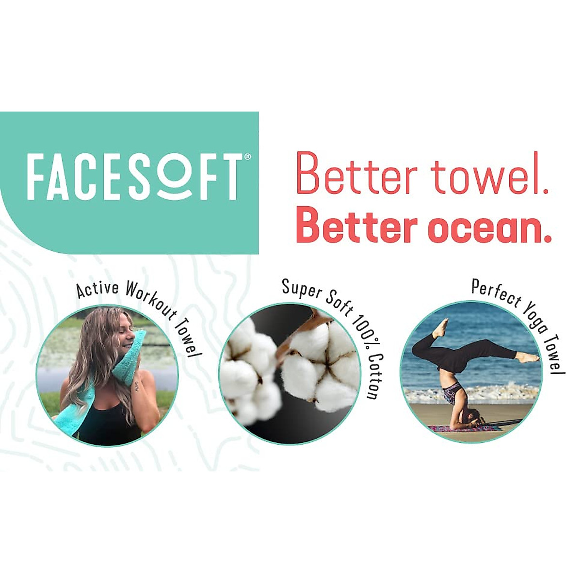 FACESOFT Eco Friendly Gym Towel for Working Out - Soft and Absorbent Cotton Exercise Towel - No Synthetic Microfibers or Plastics - Sweat Towel for Gym, Fitness, Sports, Yoga - Hazelnut - 1 Pc