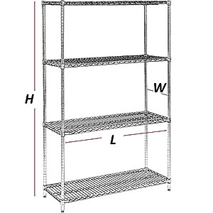Nexel 18" x 42" x 86", 4 Tier, NSF Listed Adjustable Wire Shelving, Unit Commercial Storage Rack, Silver Epoxy, Leveling feet