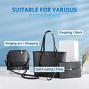 Handbags for Women Tote Bag Shoulder Bags Fashion Satchel Top Handle Structured Purse Set Designer Purses 3PCS PU Stand Gift Classical Black