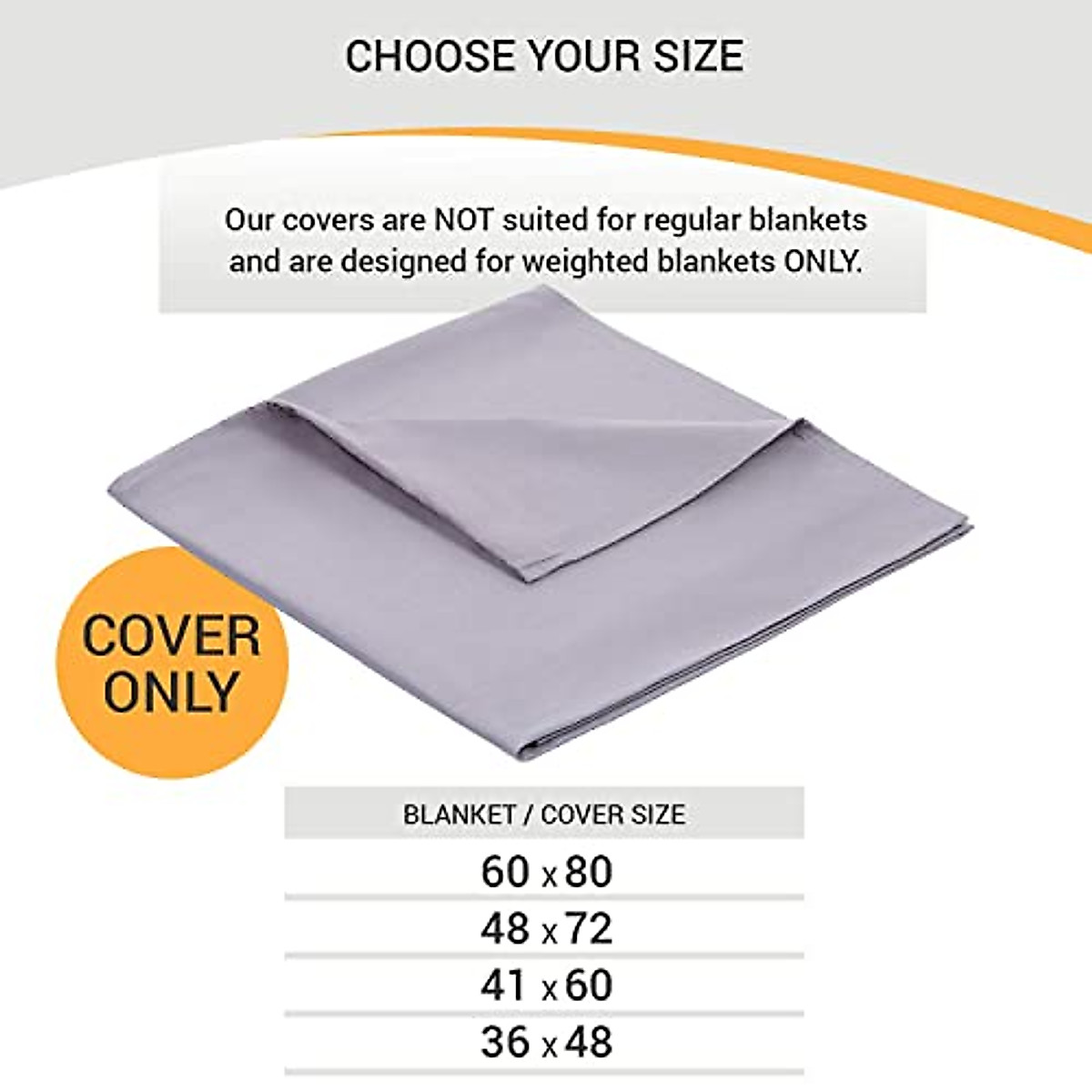 5 STARS UNITED Weighted Blanket Cover – 41”x60”, Grey, Bamboo Dual-Sided - Removable Duvet Cover Only