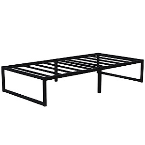 Lutown-Teen 16 Inch Twin XL Bed Frames Heavy Duty Sturdy Metal Platform Bed Frame No Box Spring Needed, Noise Free, Easy Assembly, Black
