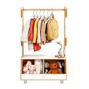 OOOK Tree Kids Dress Up Rack, Dress Up Storage for Toddlers, Kids' Costume Organizer Center with Storage Cabinet, Suitable for Kids Room, Living Room, Playroom and Daycare Centers.