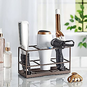 mDesign Steel Bathroom Countertop Hair Tool Storage Organizer Accessory Basket Tray, Vanity Table Holder for Hair Dryer, Straightener, Curling Iron, Styling Products, Citi Collection, Chrome