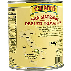 Cento Certified San Marzano Whole Peeled Plum Tomatoes, 28 Ounce , Pack Of 6