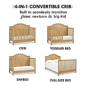 Davinci Sawyer Farmhouse 4-in-1 Convertible Crib in Honey, GREENGUARD Gold Certified