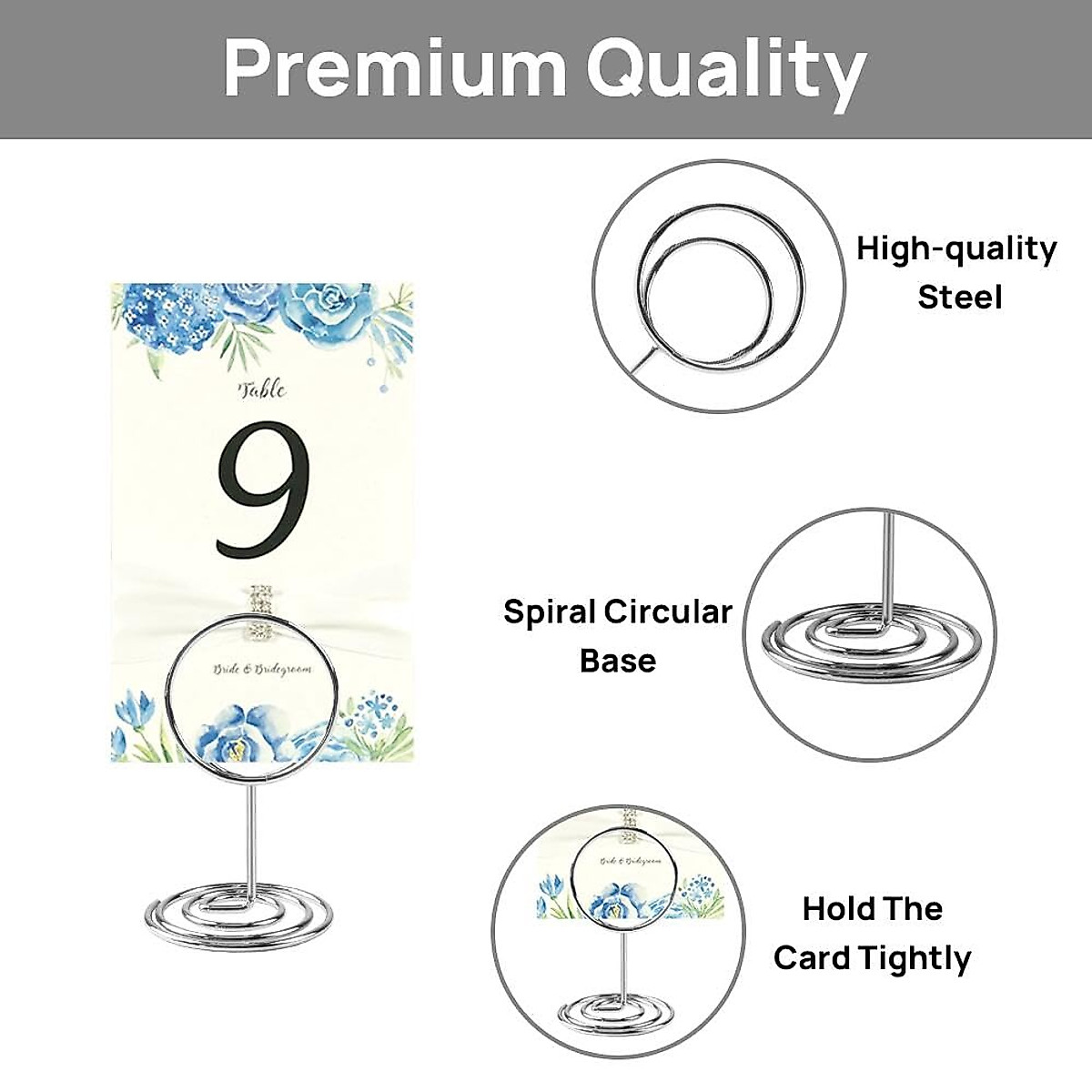 FGY 20PCS Table Number Holders, 2 Inch Place Card Holders, Mini Table Number Stands, Picture Memo Photo Holders for Table, Table Sign Holders for Centerpieces Wedding Party Graduation Reception,Silver