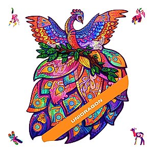 UNIDRAGON Original Wooden Jigsaw Puzzles - Fairy Bird, 107 Pieces, Small Size 7.1 x 9.1, Beautiful Gift Package, Unique Shape Best Gift for Adults and Kids
