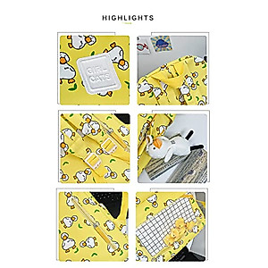 TEEQ Cute Duck Backpack with Doll Animals ,Kawaii Backpack for School,Fashion Bookbags for Teen girls.Yellow