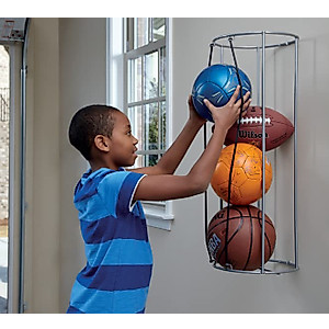 Rubbermaid FastTrack Alloy Steel Garage Storage Vertical Ball Rack, Garage Organization, Stackable Ball Cage for Garage Organizer,Silver