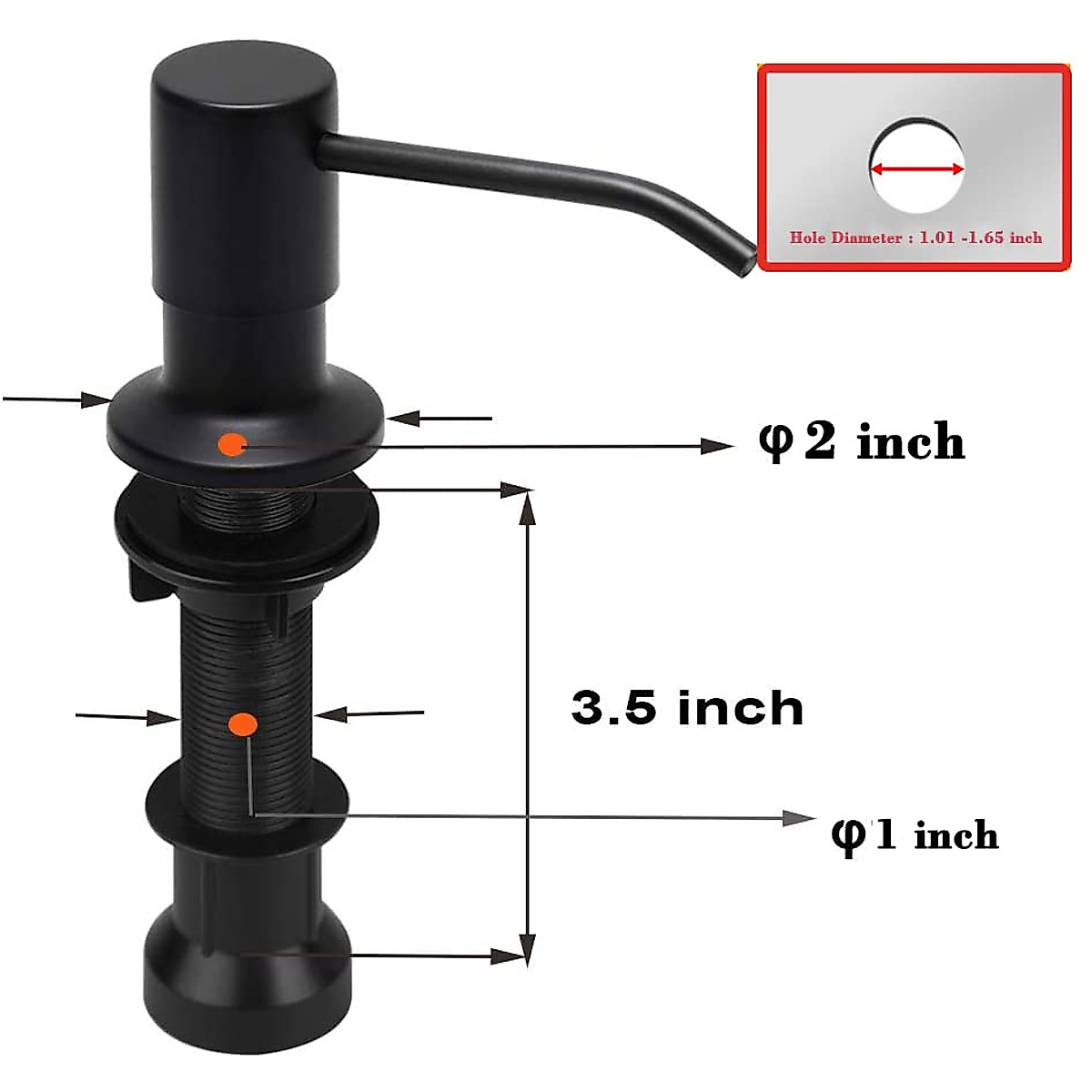 Kitchen Sink Soap Dispenser Matte Black with 47" Extension Tube Kit and 17 Oz Soap Bottle, Dish Sink Hand Soap Dispenser Pump Replacement