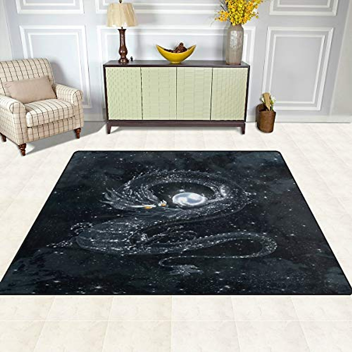 ALAZA Dark Starry Night Dragon Area Rug Rugs for Living Room Bedroom 7' x 5'