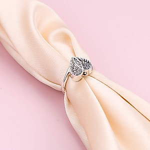 925 Sterling Silver Angel Wings Urn Heart Ring Hold Loved Ones Ashes Always in My Heart Keepsake Memorial Jewelry Cremation Rings for Women（8）